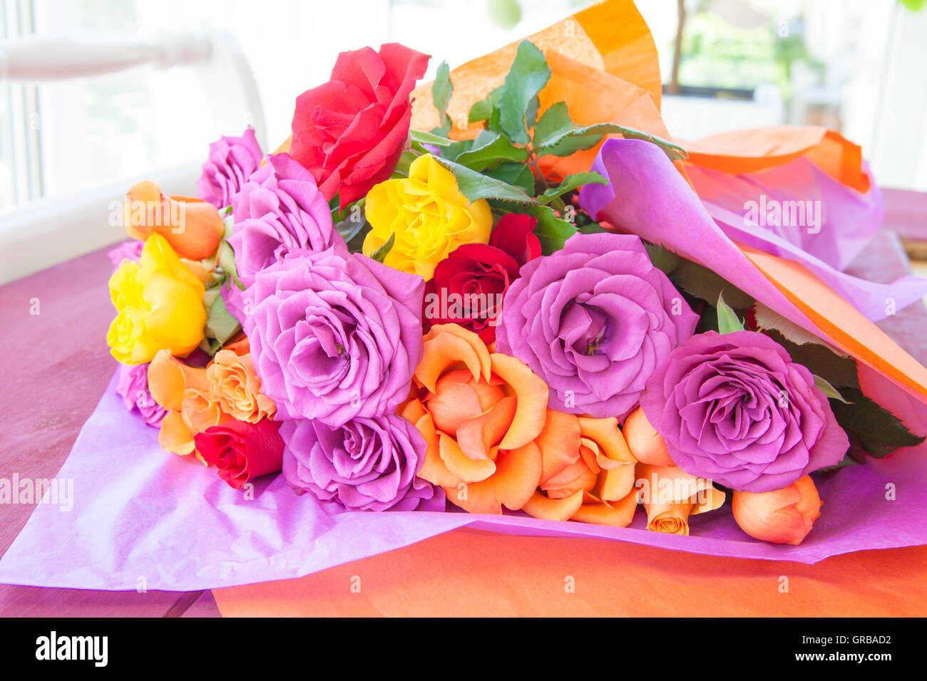 Roses In Bright Colors Stock Photo - Alamy