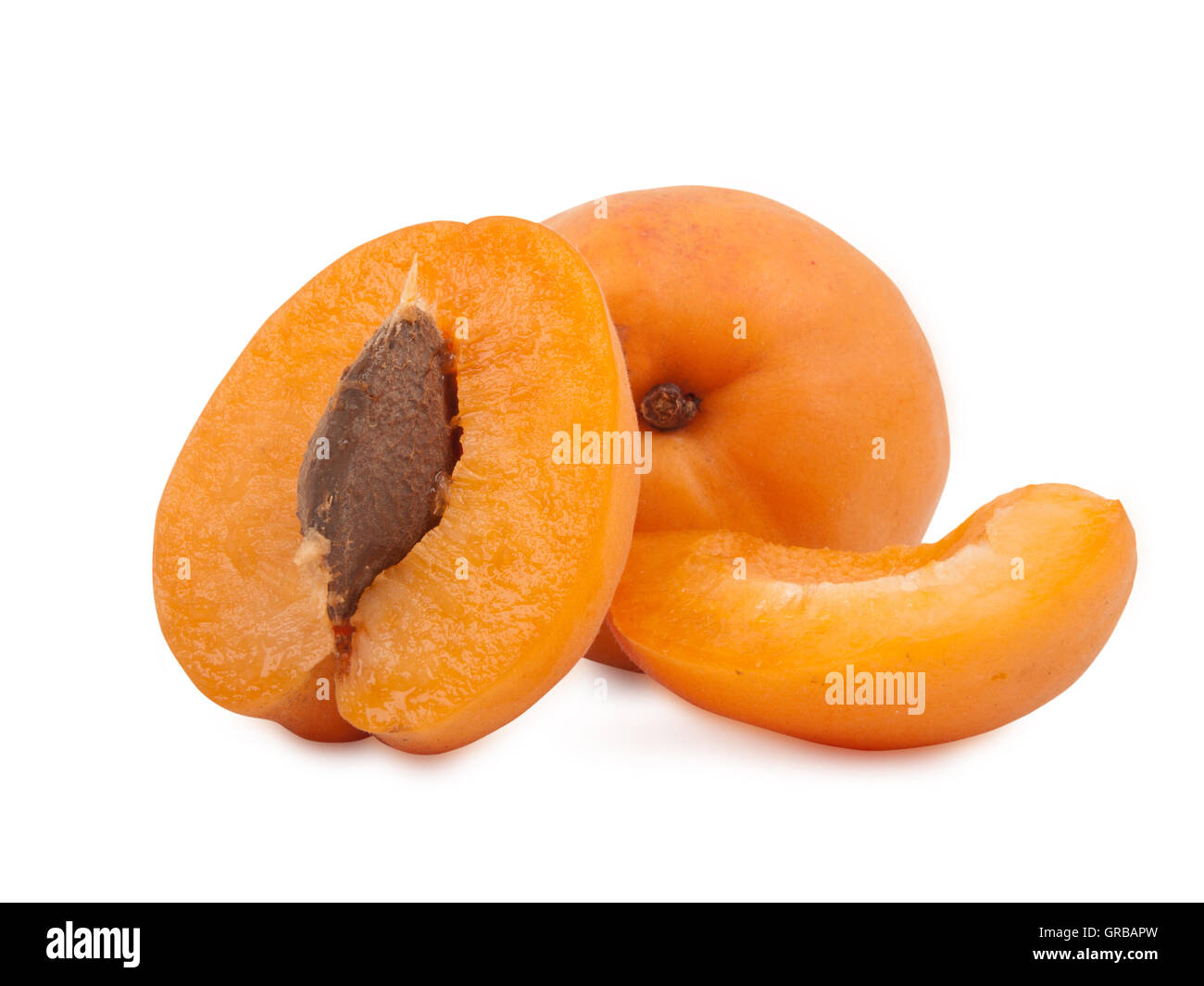 Three apricots white background Cut Out Stock Images & Pictures - Alamy