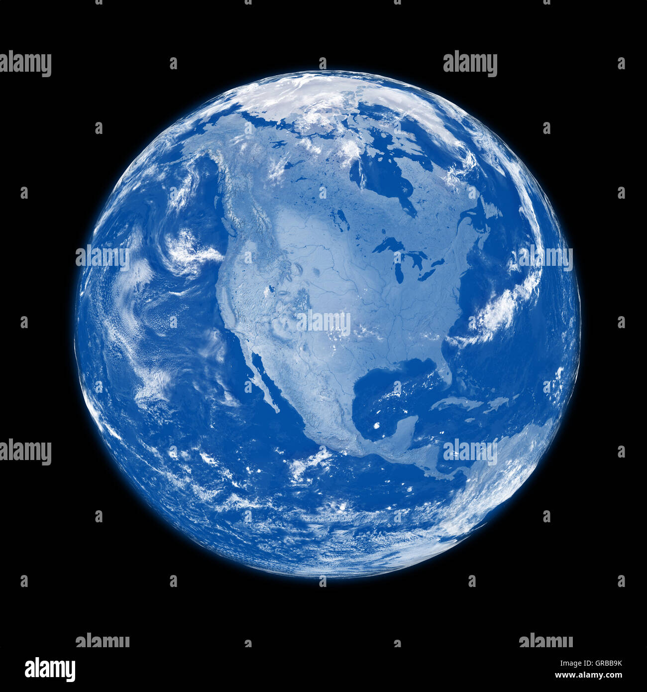 North America on blue Earth Stock Photo - Alamy