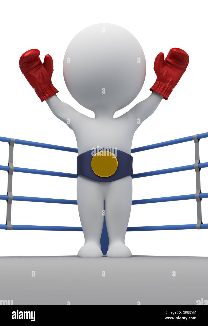 3d small people - boxer the champion Stock Photo - Alamy