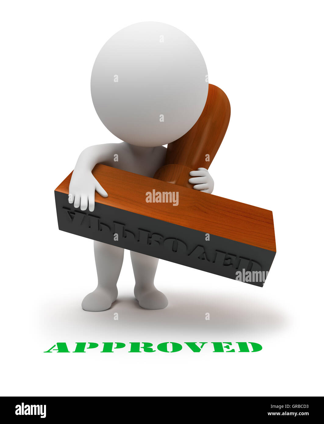 3d small people - approved stamp Stock Photo - Alamy