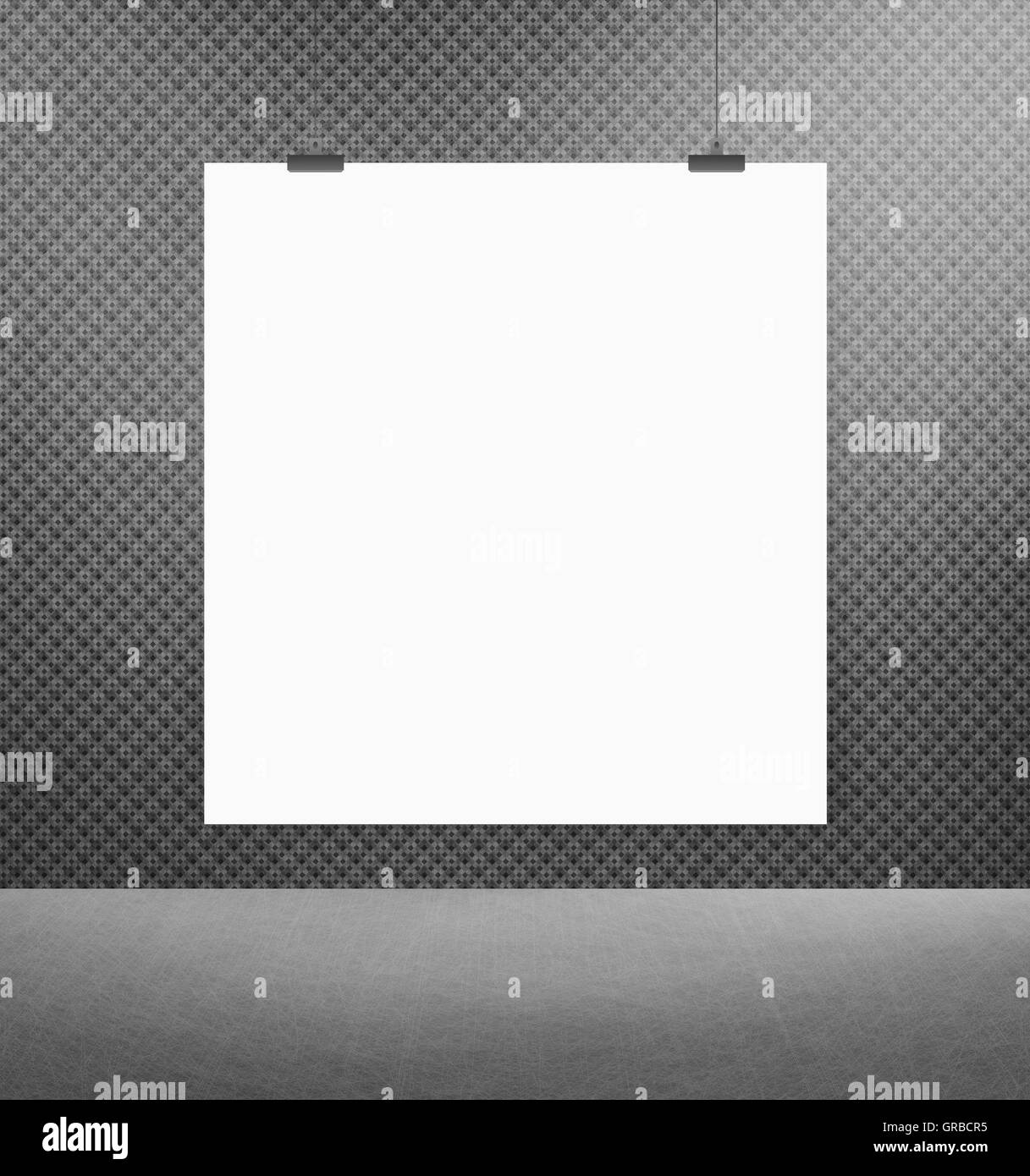 white poster on a wall Stock Photo - Alamy