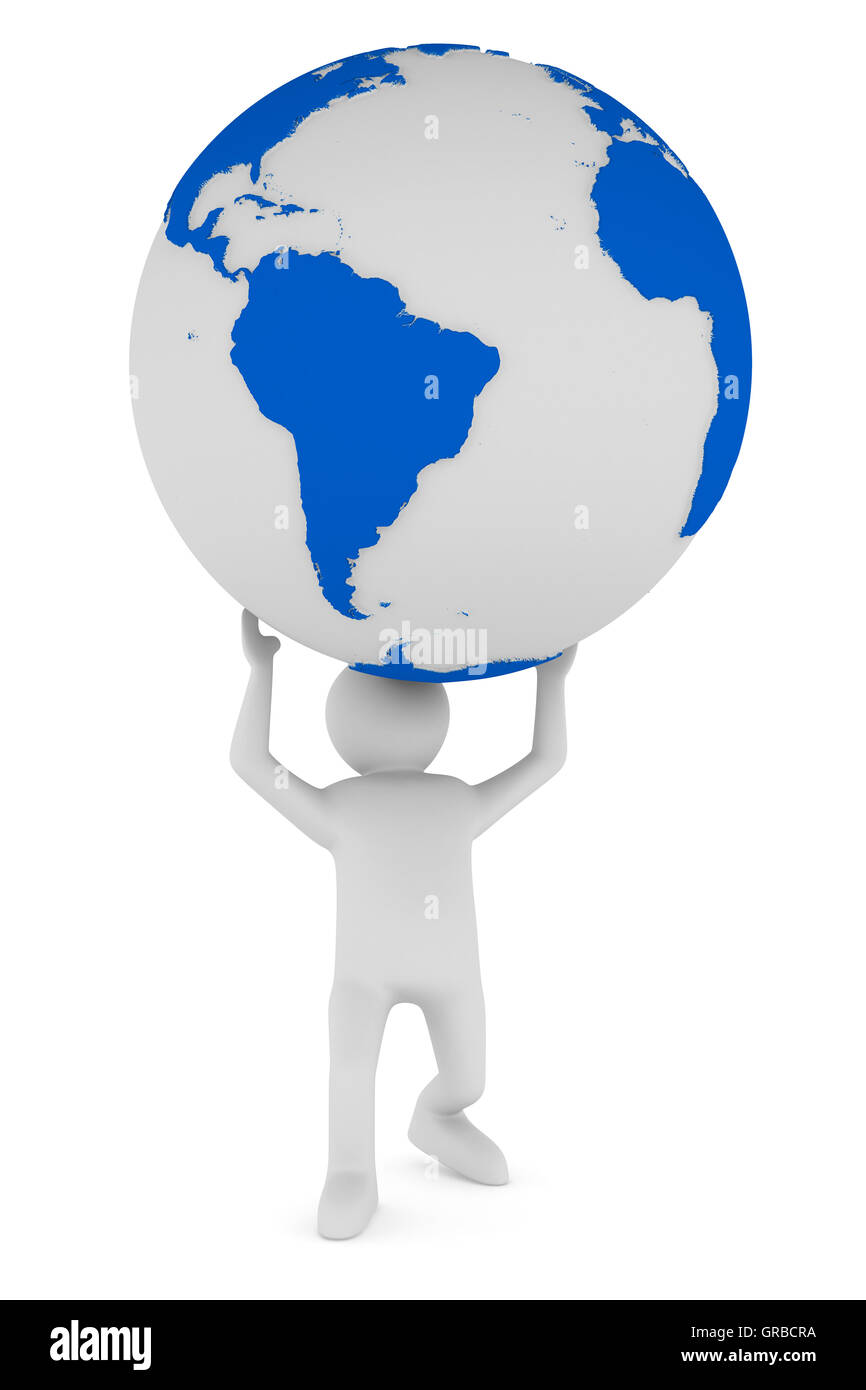 man and globe on white background. Isolated 3D image Stock Photo - Alamy