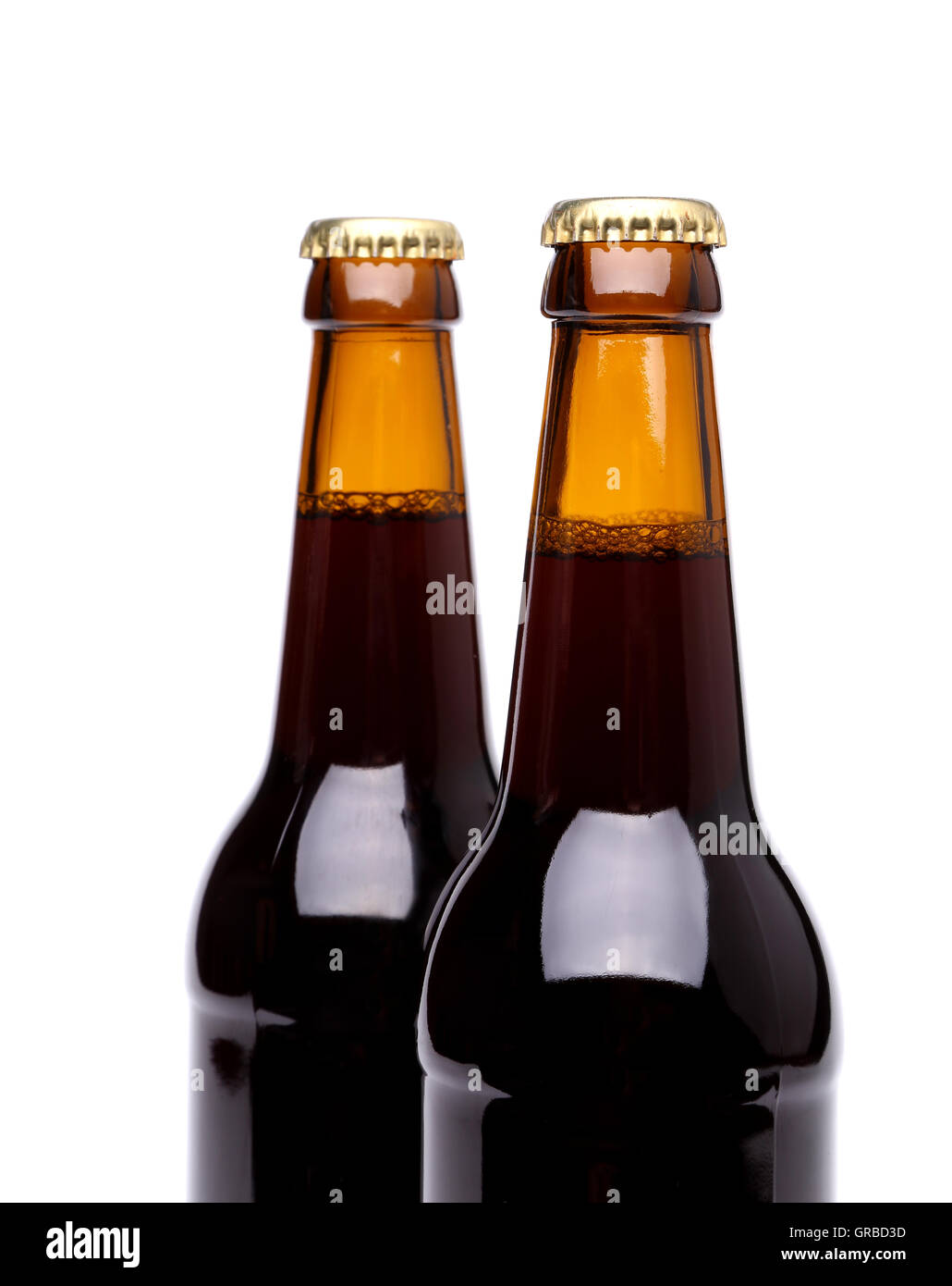 two bottles of beer isolated on white Stock Photo - Alamy