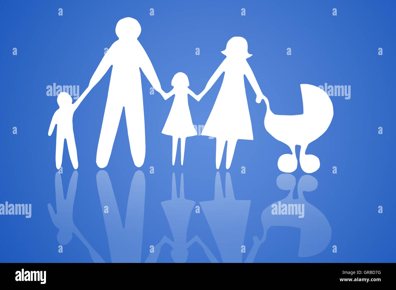 Closeup of paper family on blue background Stock Photo - Alamy