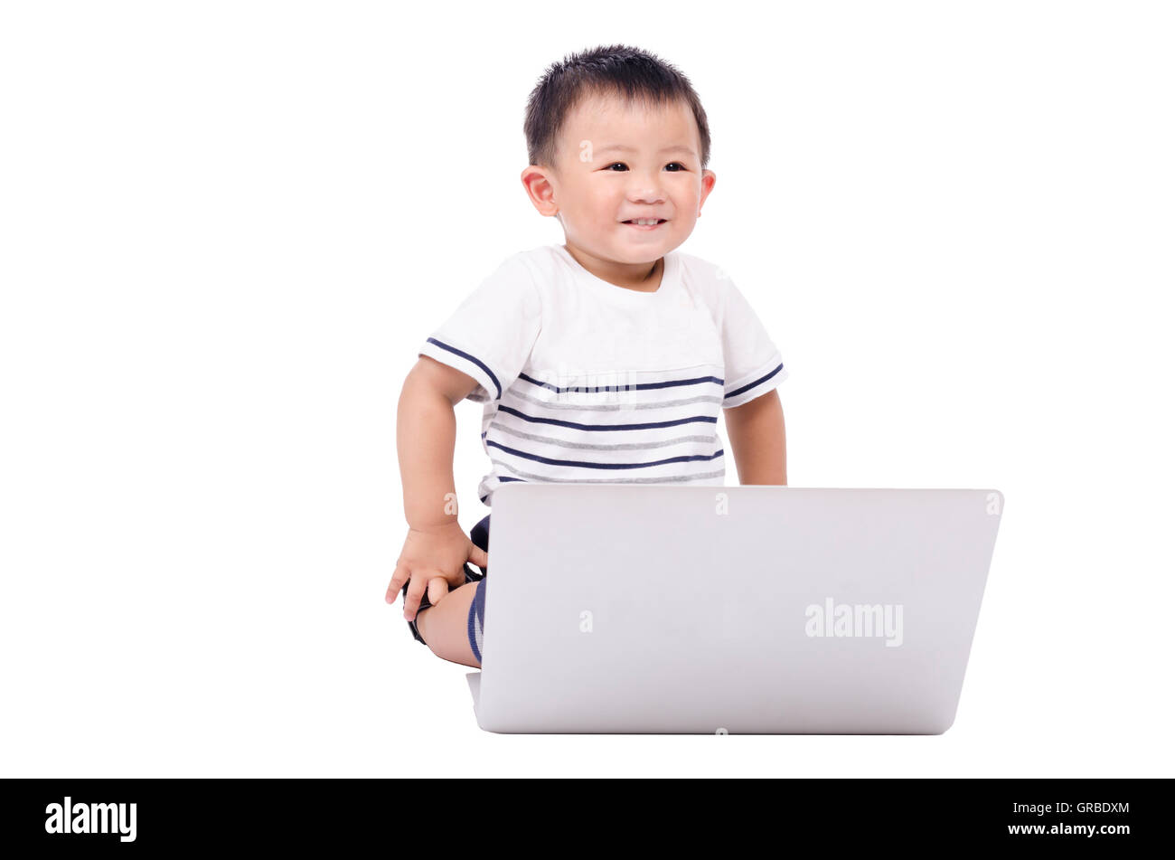 Smart boy with a computer Stock Photo - Alamy