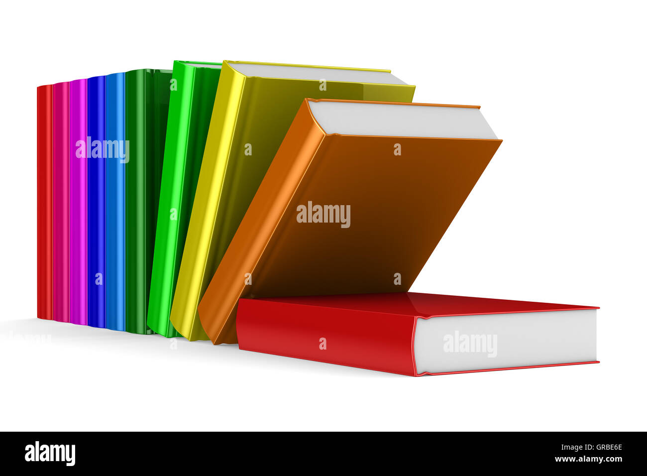 Falling books on white background. isolated 3D image Stock Photo - Alamy