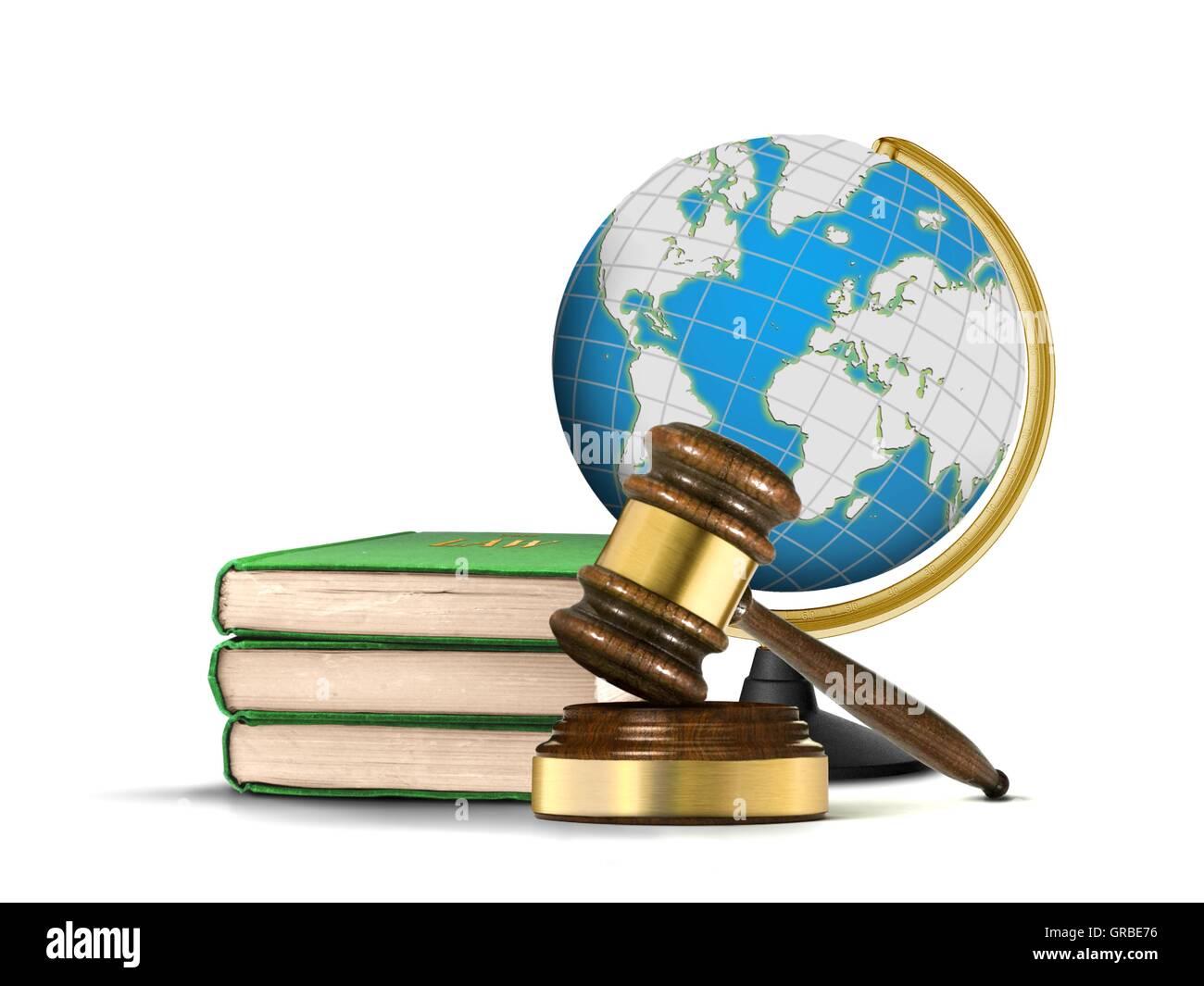 International Justice system with gavel books and globe Stock Photo - Alamy