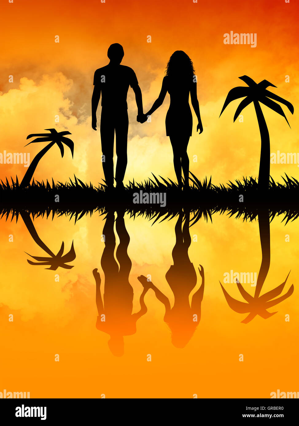 Lovers at sunset Stock Photo - Alamy