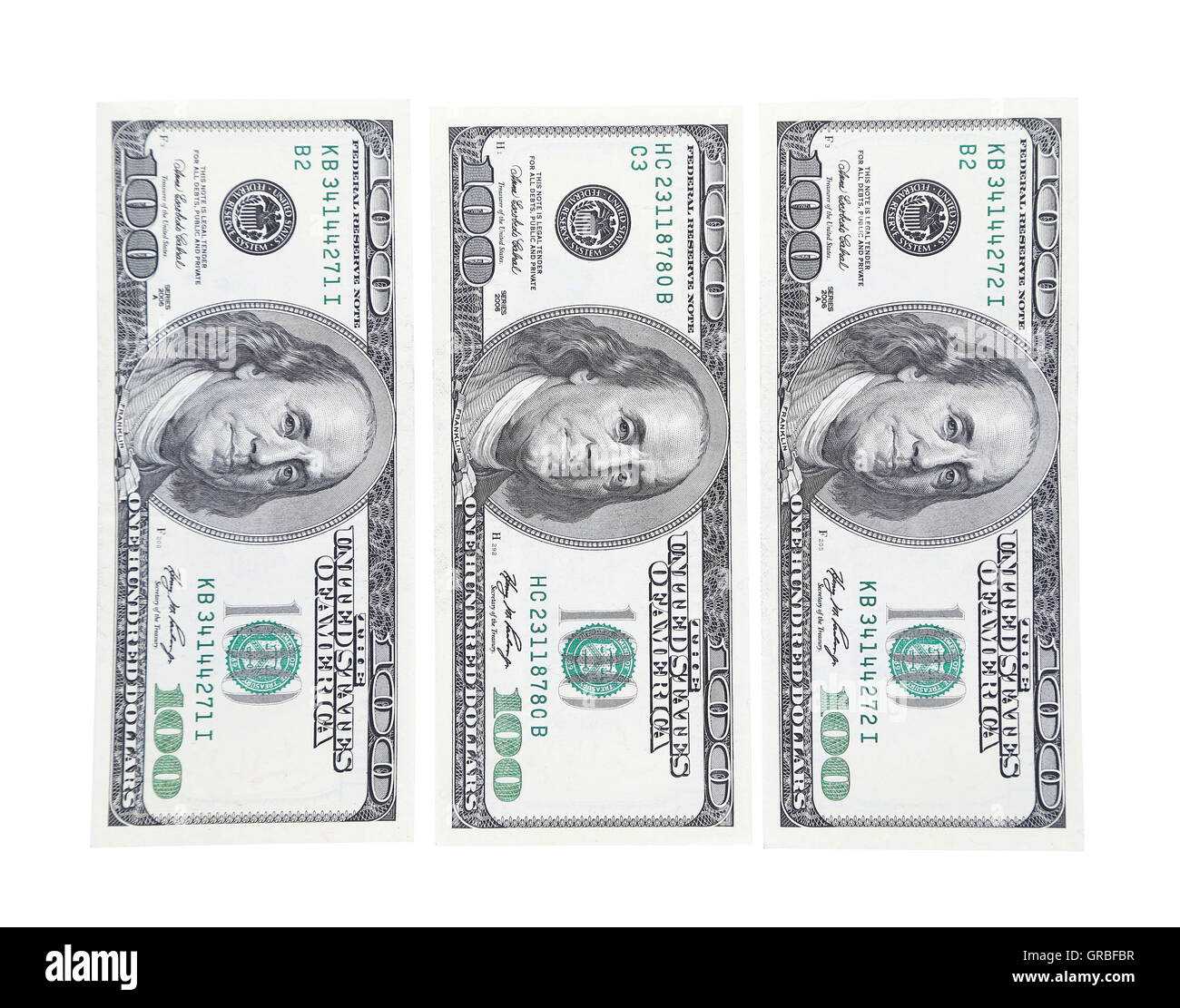 American dollar. Three bills. Upright Stock Photo - Alamy
