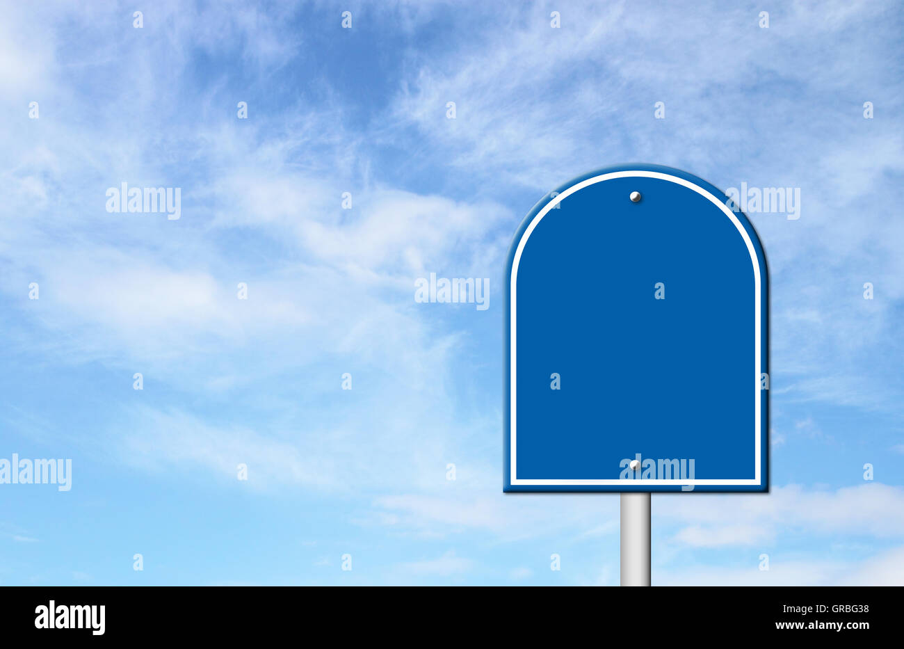 blue blank sign with blue sky Stock Photo - Alamy