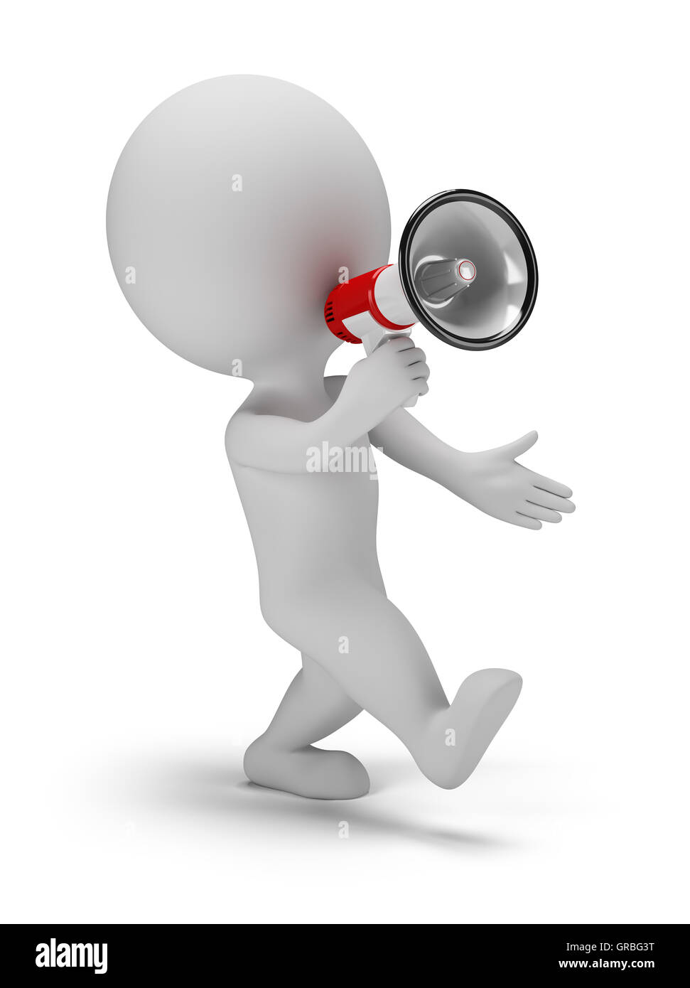 3d small people - call through a megaphone Stock Photo - Alamy