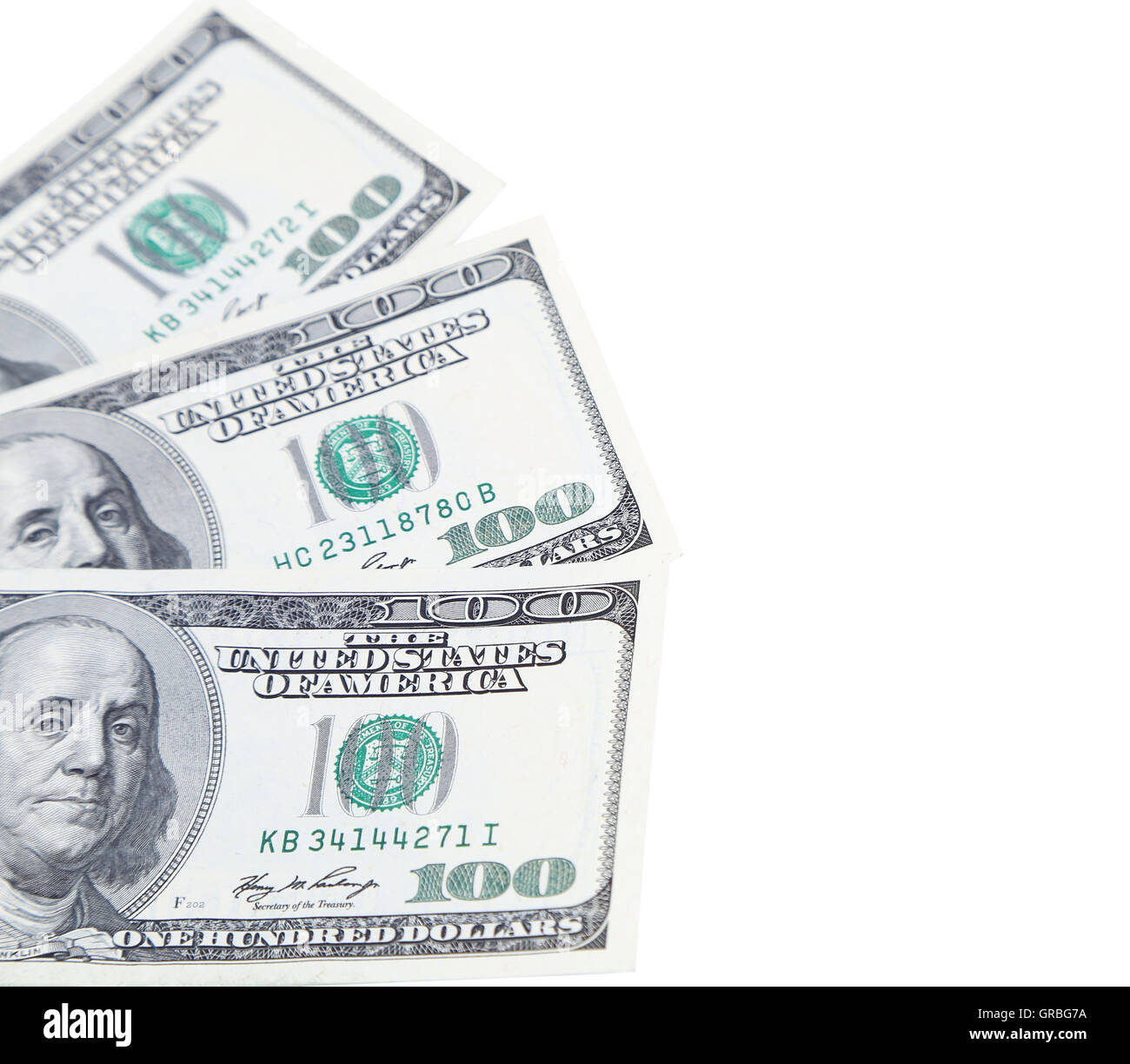 Three 100 dollars greenbacks Stock Photo - Alamy