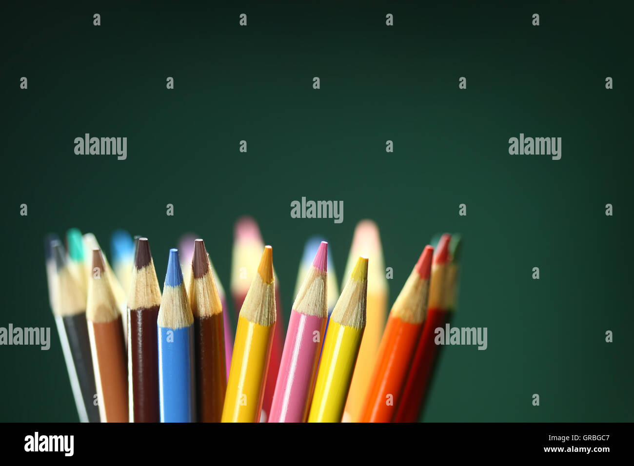 School Colored Pencils With Extreme Depth of Field Stock Photo - Alamy