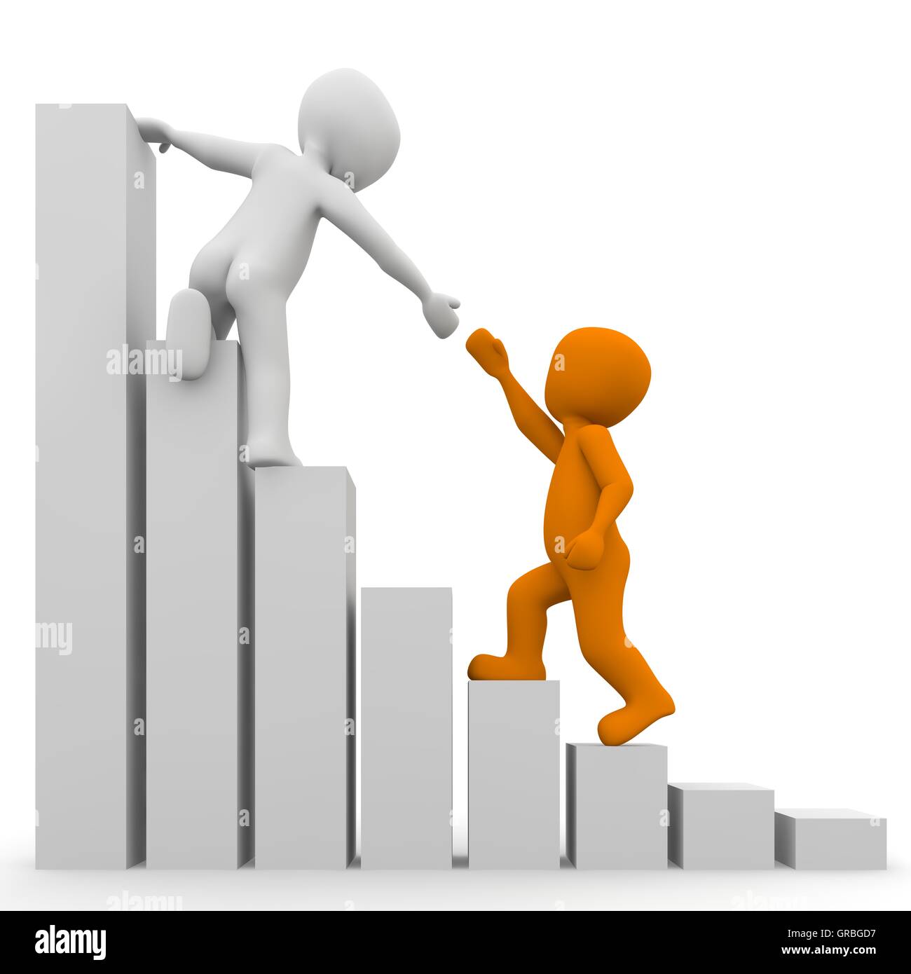 3d character help each other Stock Photo - Alamy