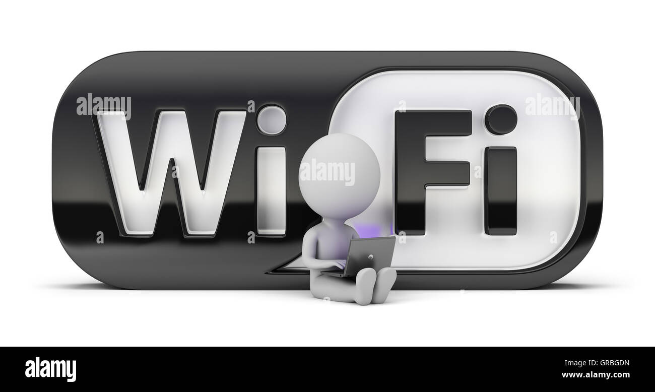 3d small people - wifi Stock Photo - Alamy