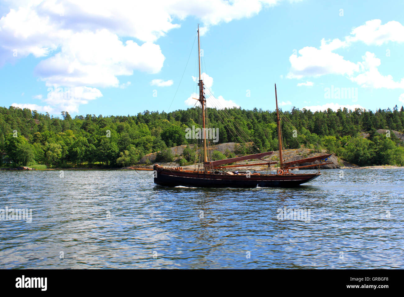 two-masted sailing ship Stock Photo - Alamy