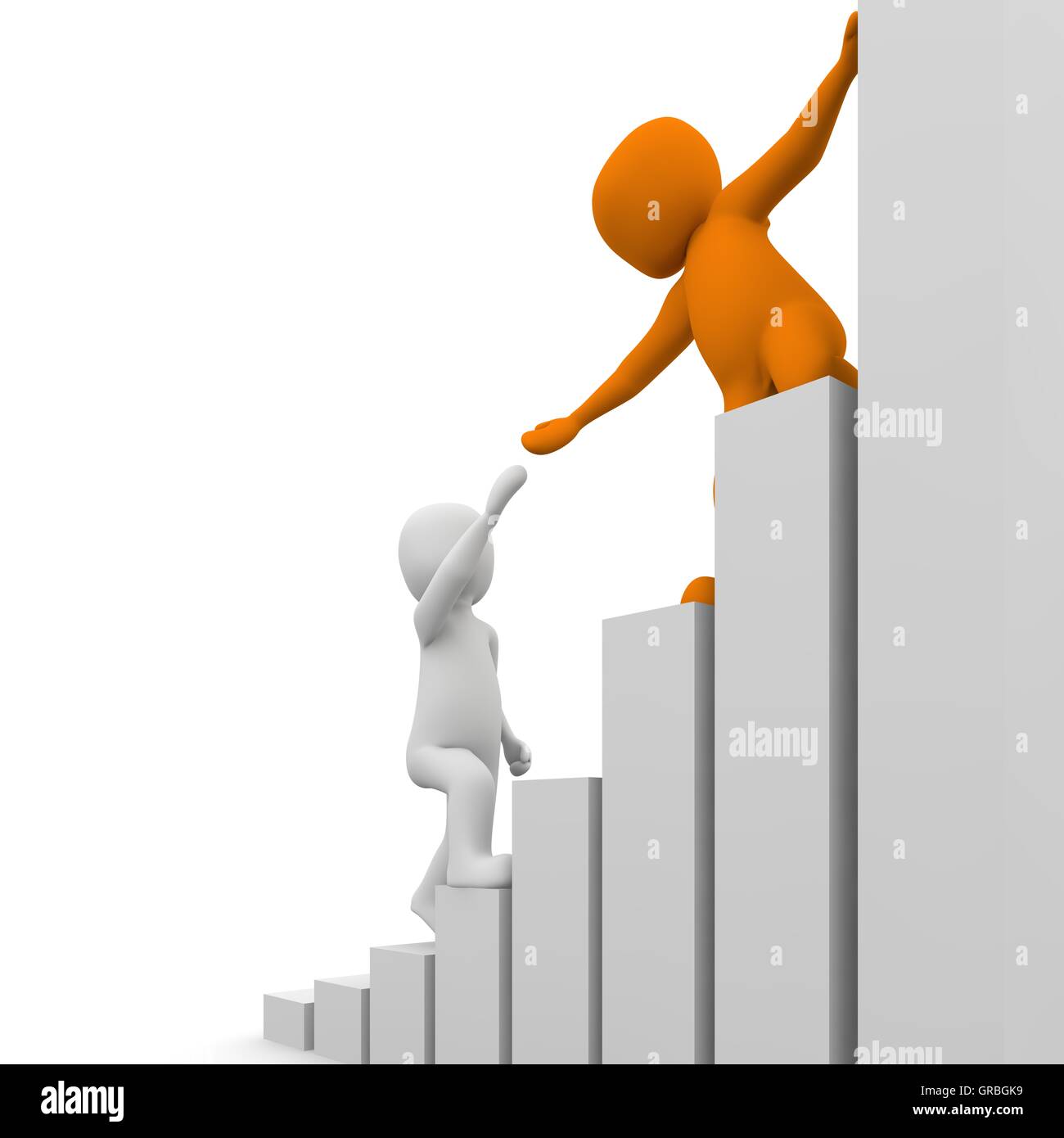 3d character help each other Stock Photo - Alamy