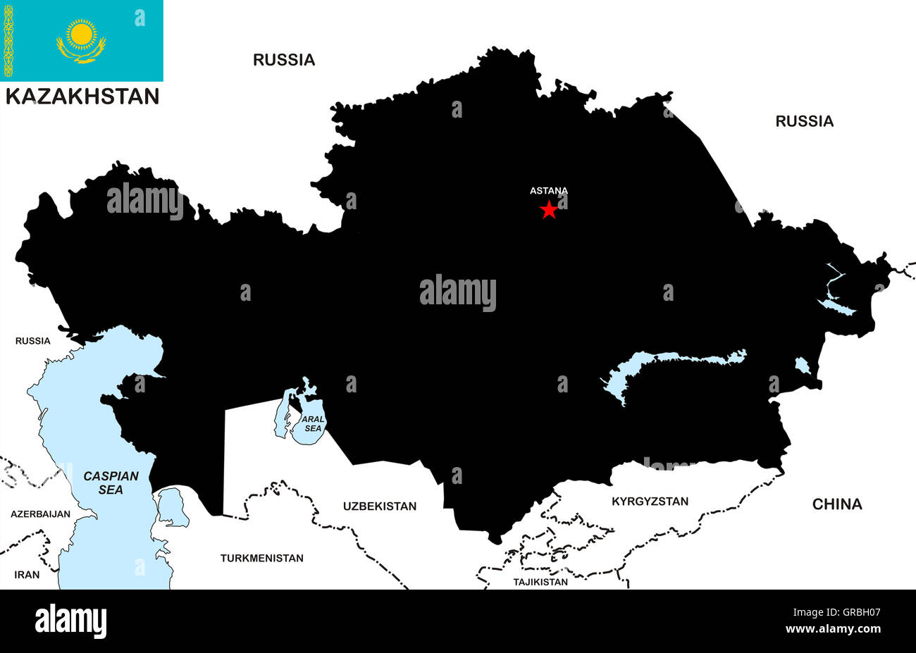 Kazakhstan political map hi-res stock photography and images - Alamy