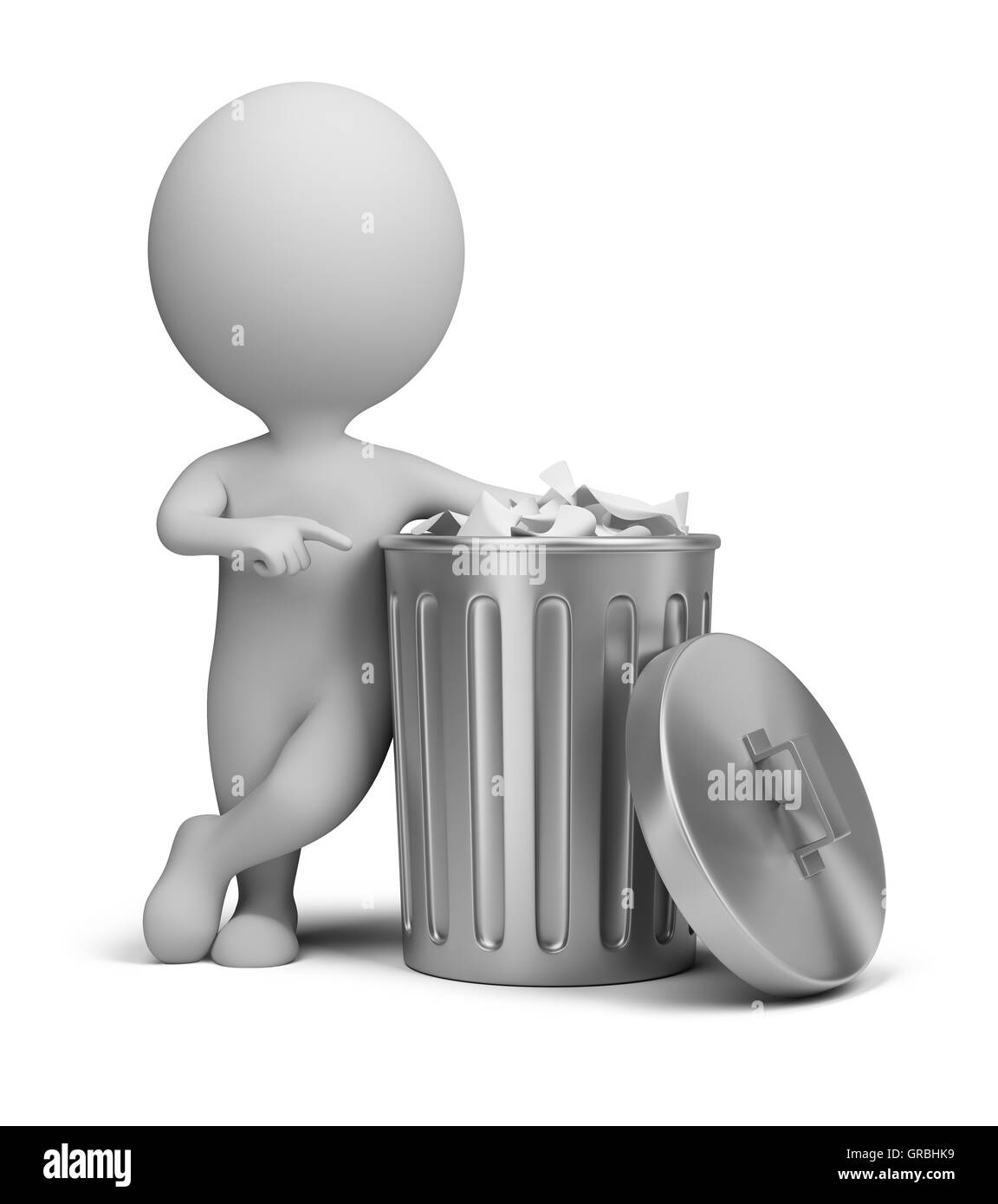 3d small people - trash can Stock Photo - Alamy
