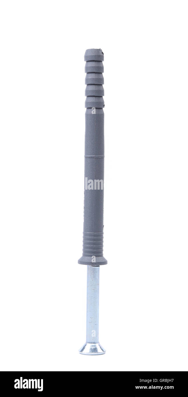 Screw and dowel isolated on white background Stock Photo - Alamy