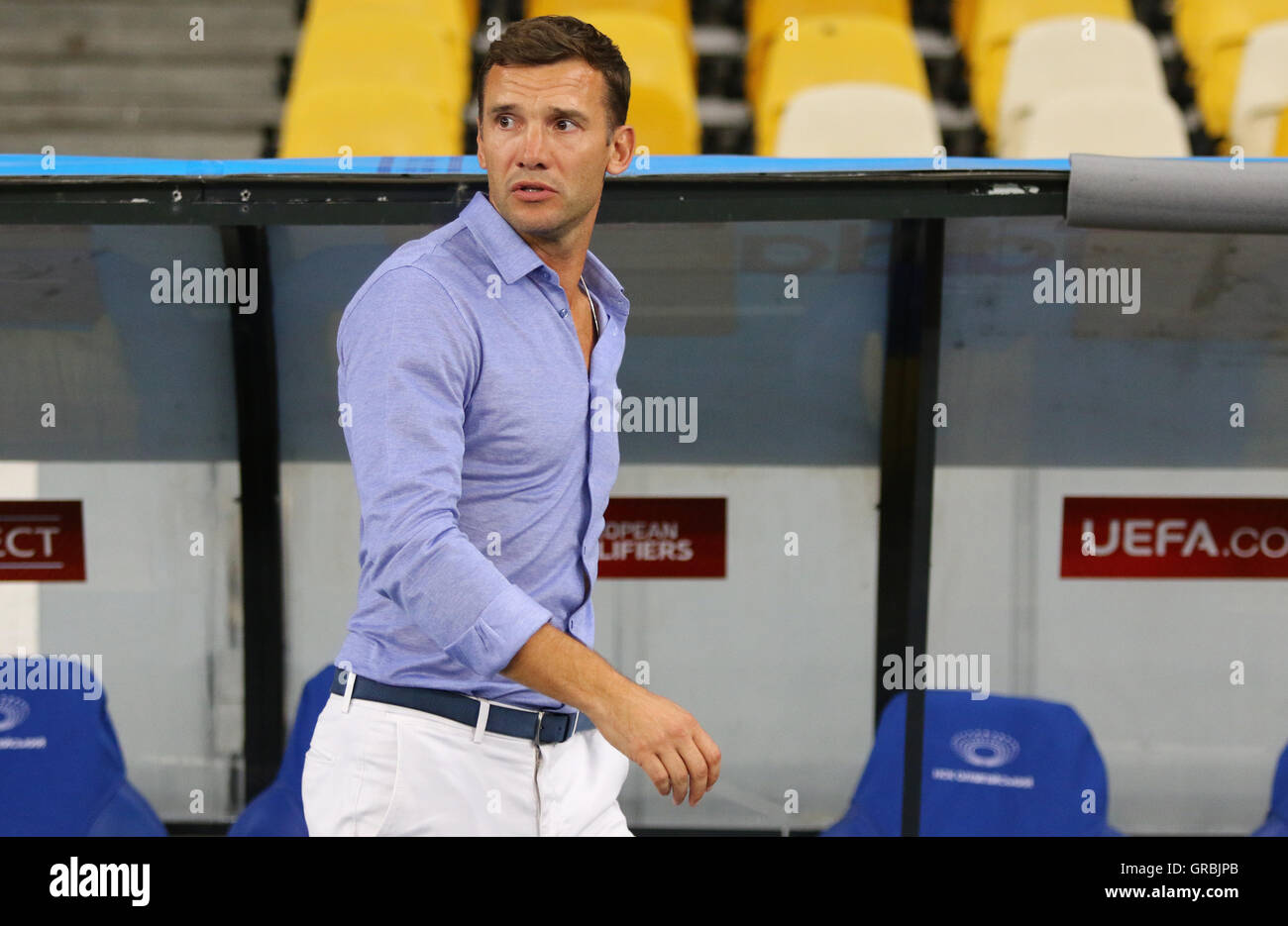 Head coach of Ukraine National football team Andriy Shevchenko looks on ...