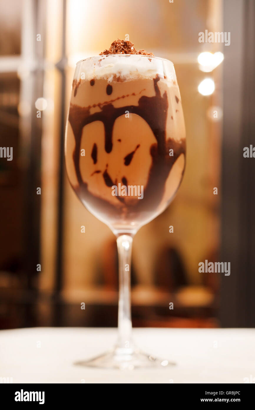 cold fresh ice coffee with chocolate close up Stock Photo - Alamy