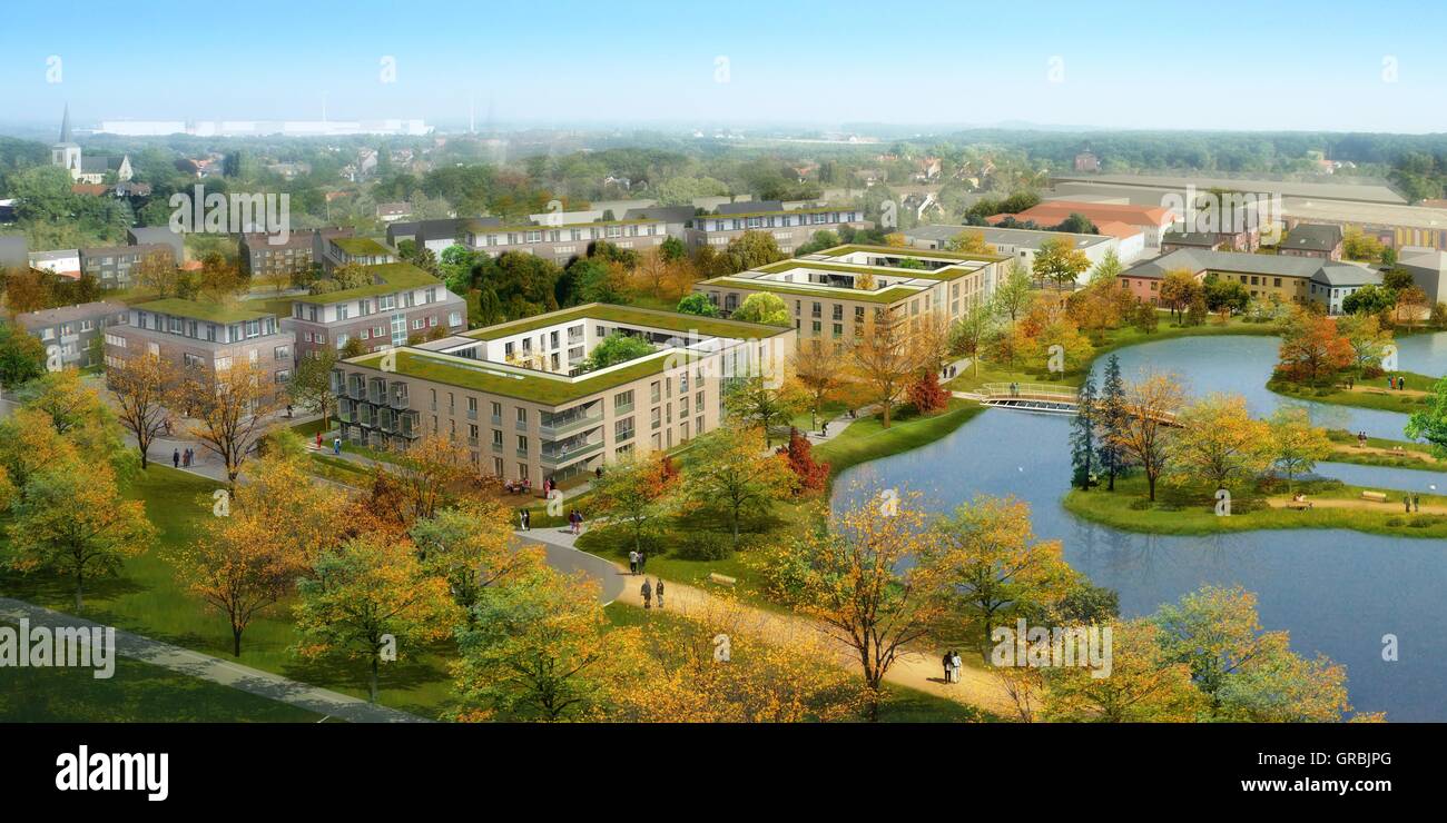 Rendering multi-family house Stock Photo - Alamy
