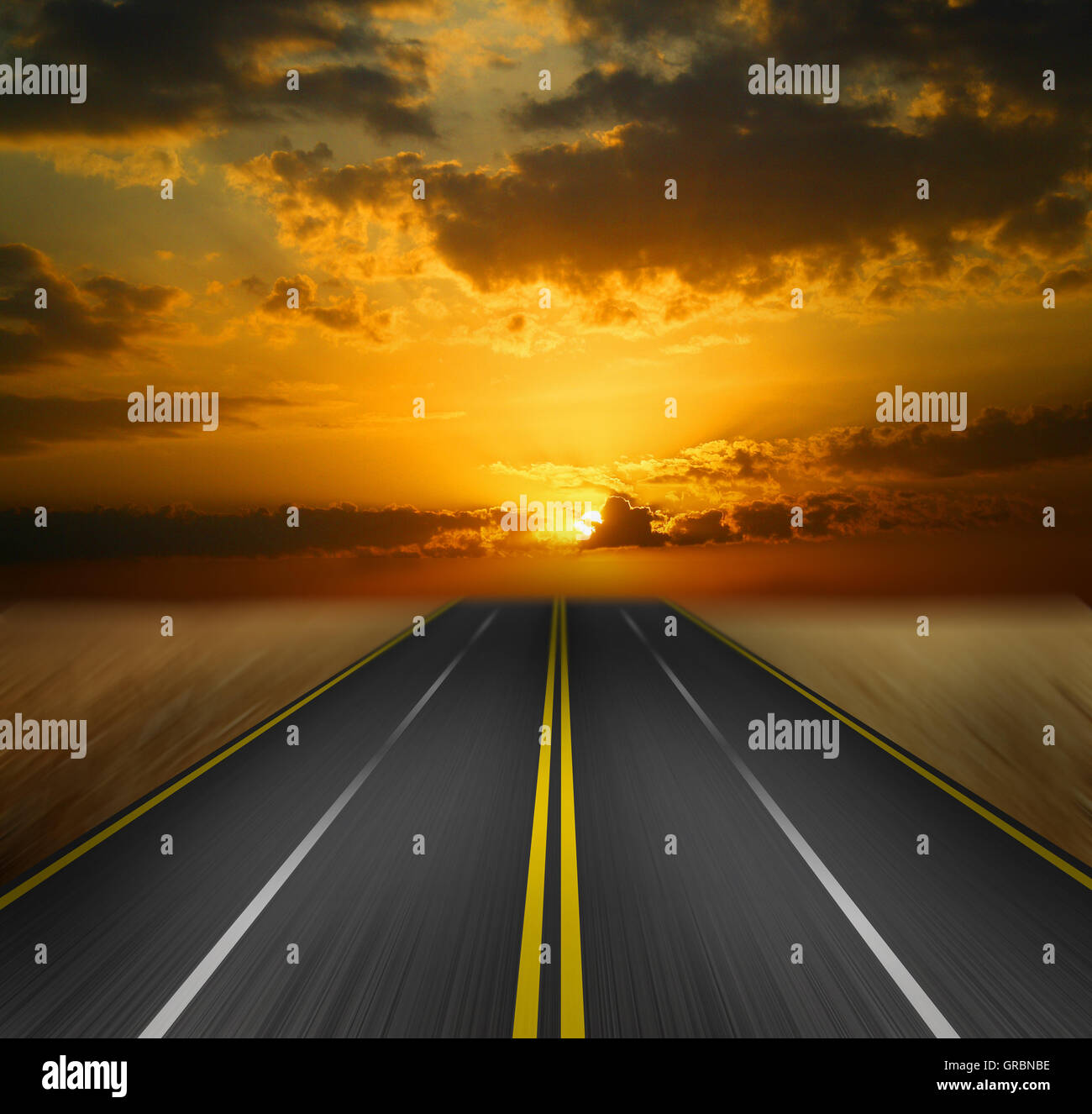 the road into the sunset landscape cloud Stock Photo - Alamy