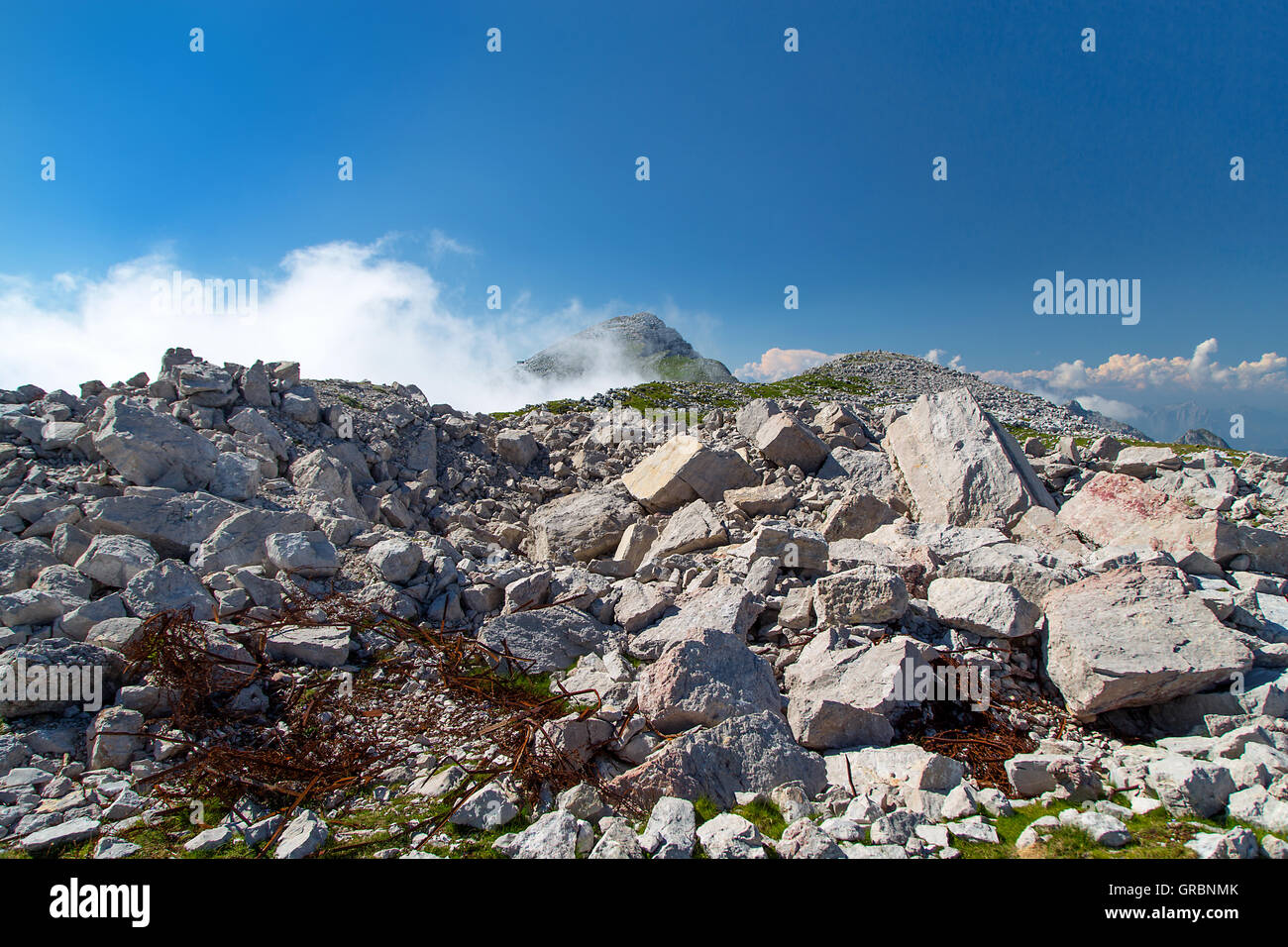 Mine crater of world war one at Alpe mountains, Batognica, Slovenia ...