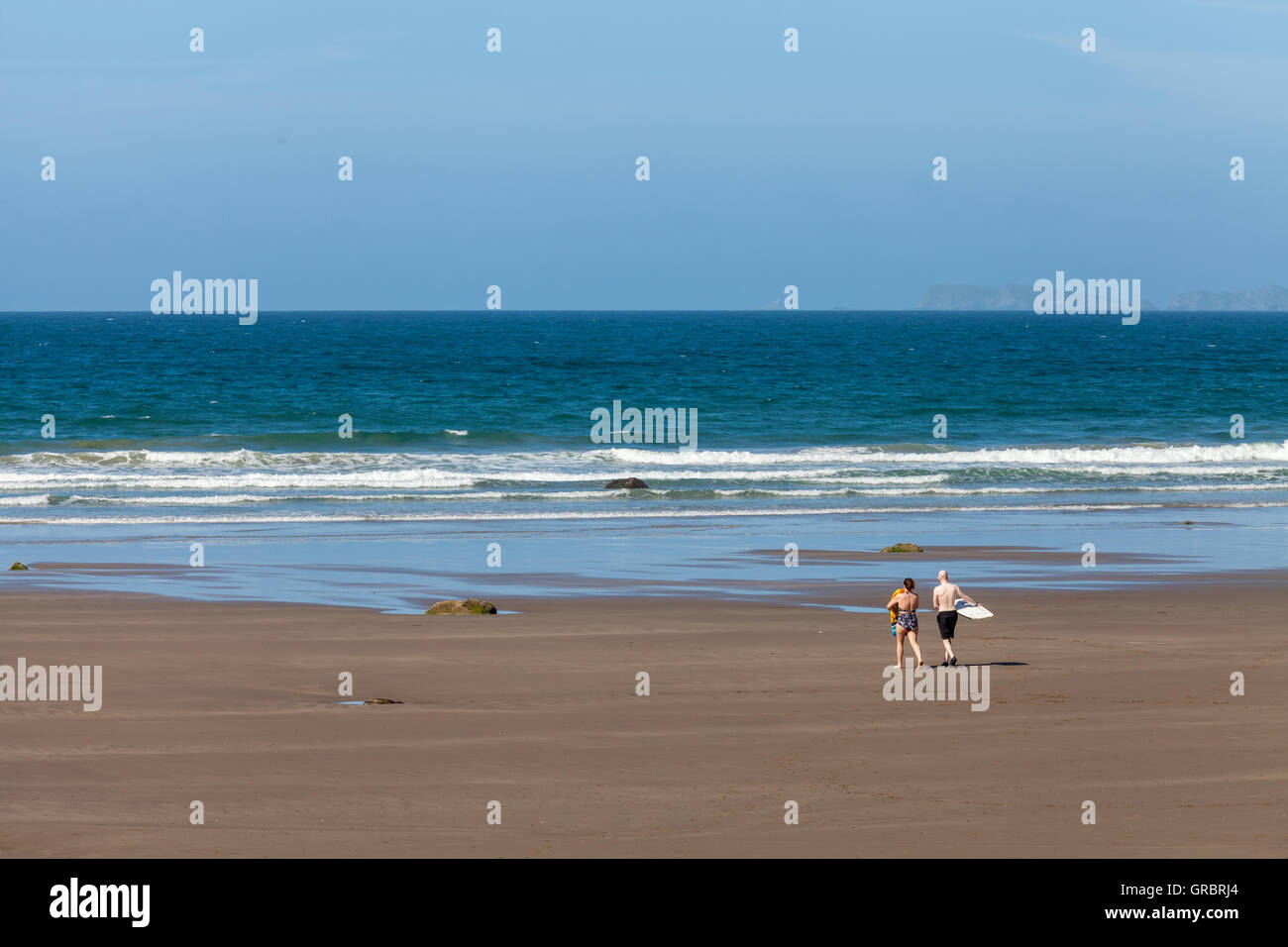 Body boarding on Druidstone Beach in Pembrokeshire Stock Photo - Alamy