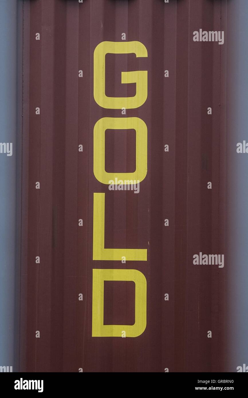 Containers, Lettering, Gold Stock Photo - Alamy