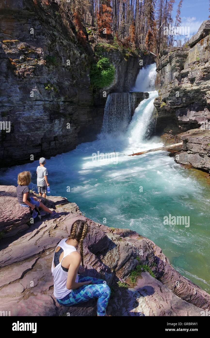 St. Mary falls, Glacier National Park, Montana Stock Photo - Alamy