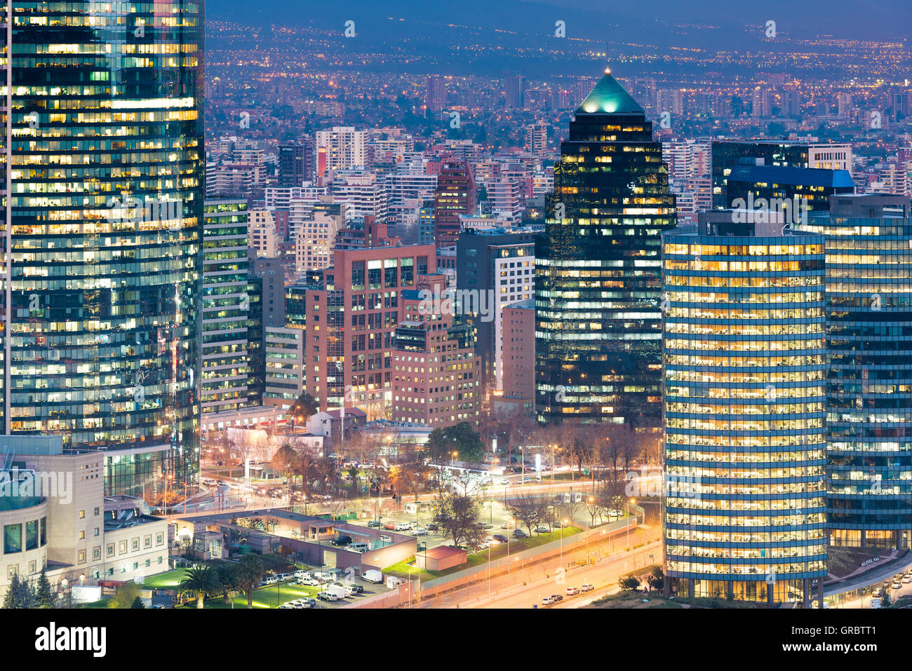 Modern office buildings at Providencia district in Santiago de Chile ...
