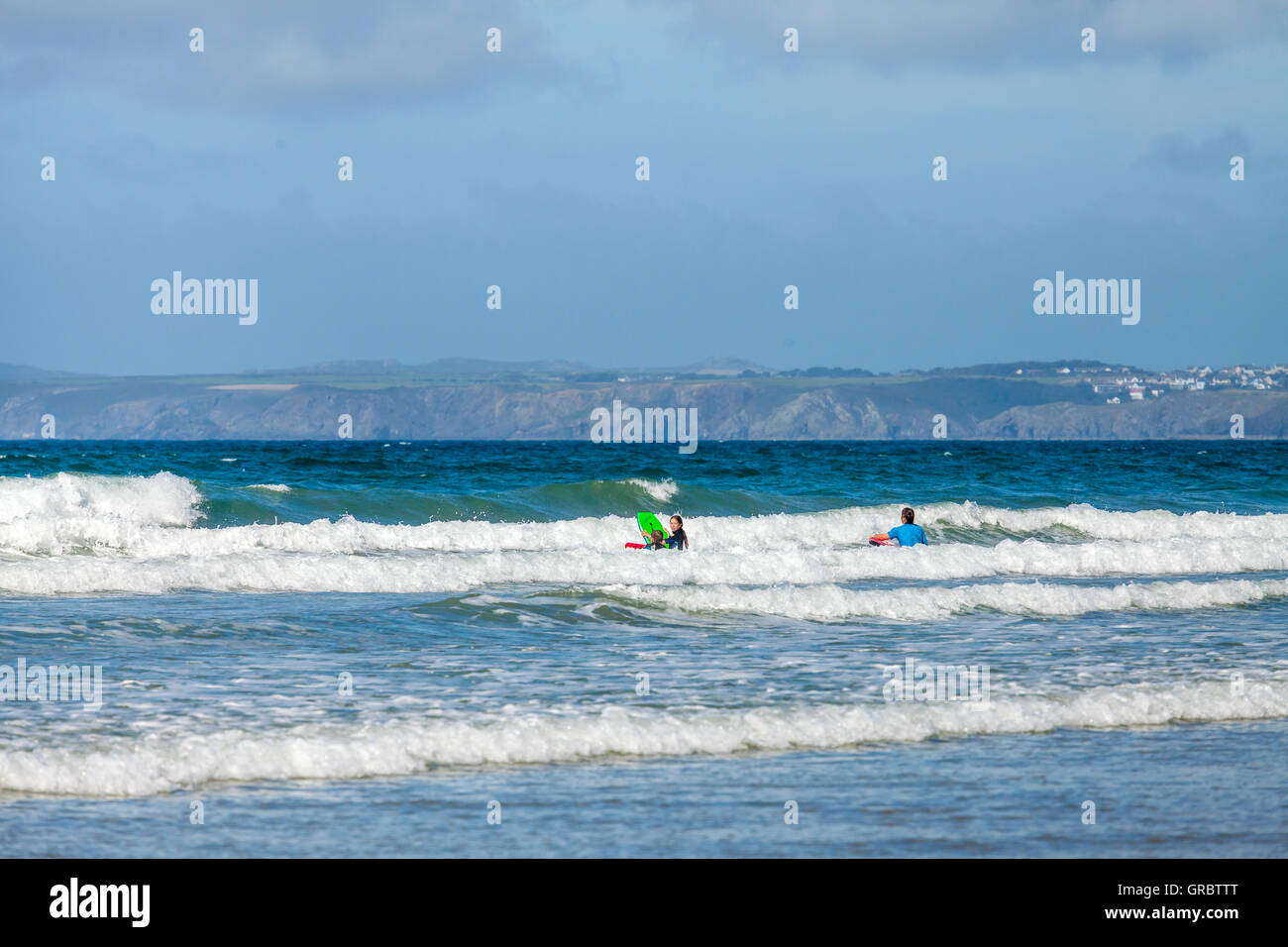 Body boarding on Druidstone Beach in Pembrokeshire Stock Photo - Alamy