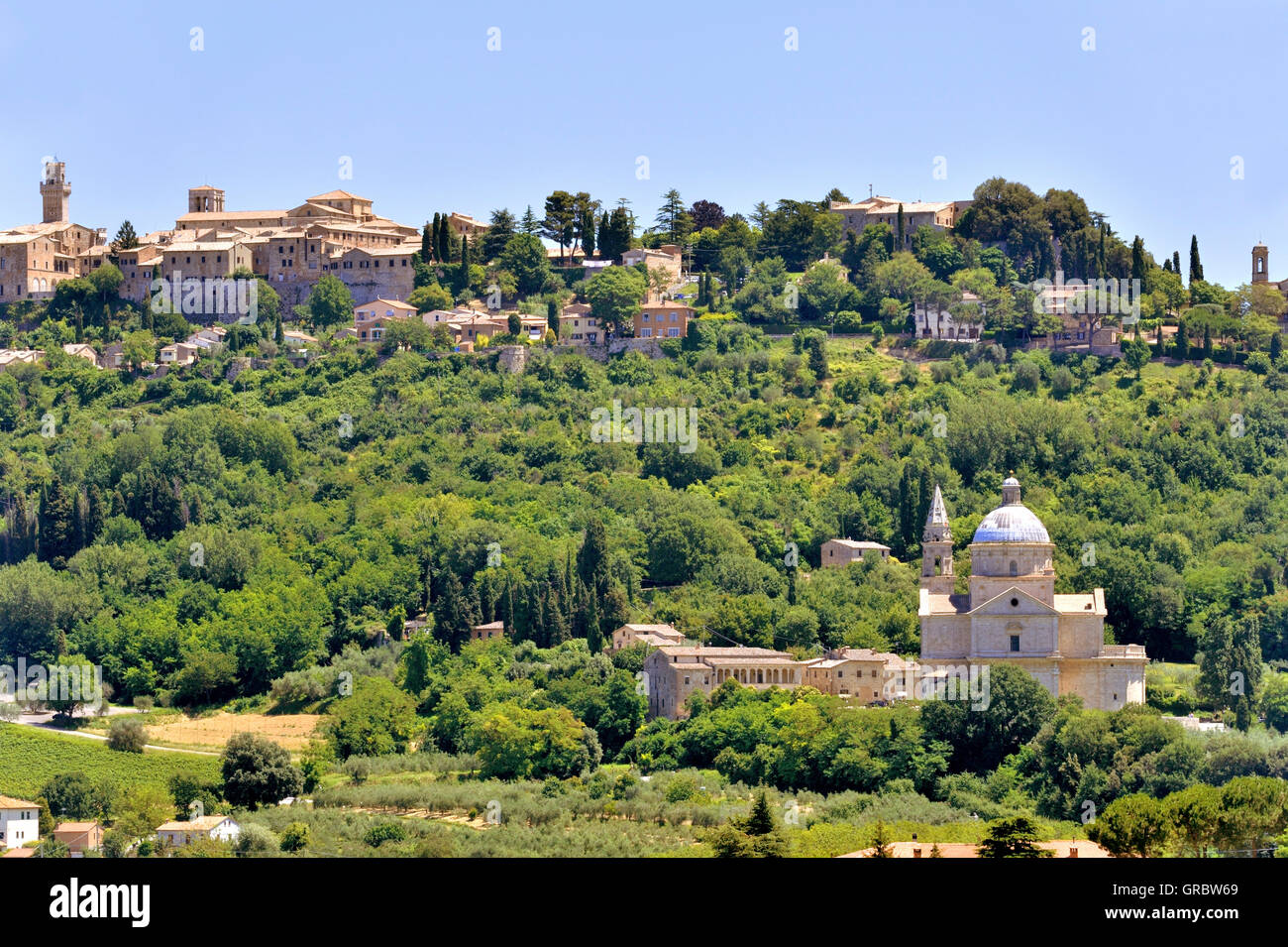 View Of Montepulciano, Historic Town Of The Renaissance, With The ...