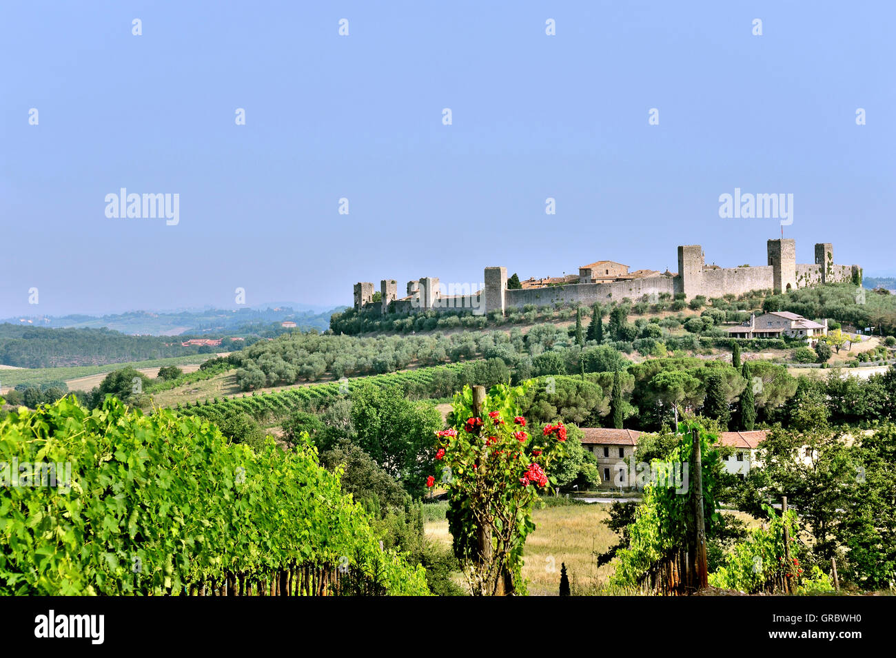 Monteriggioni With Its Complete Town Wall And Watch Towers Of The ...