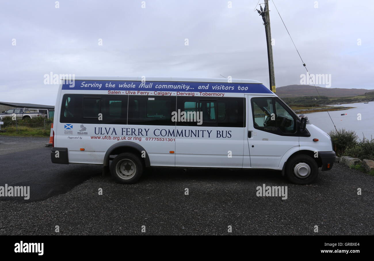 Ulva ferry community bus Isle of Mull Scotland September 2016 Stock ...