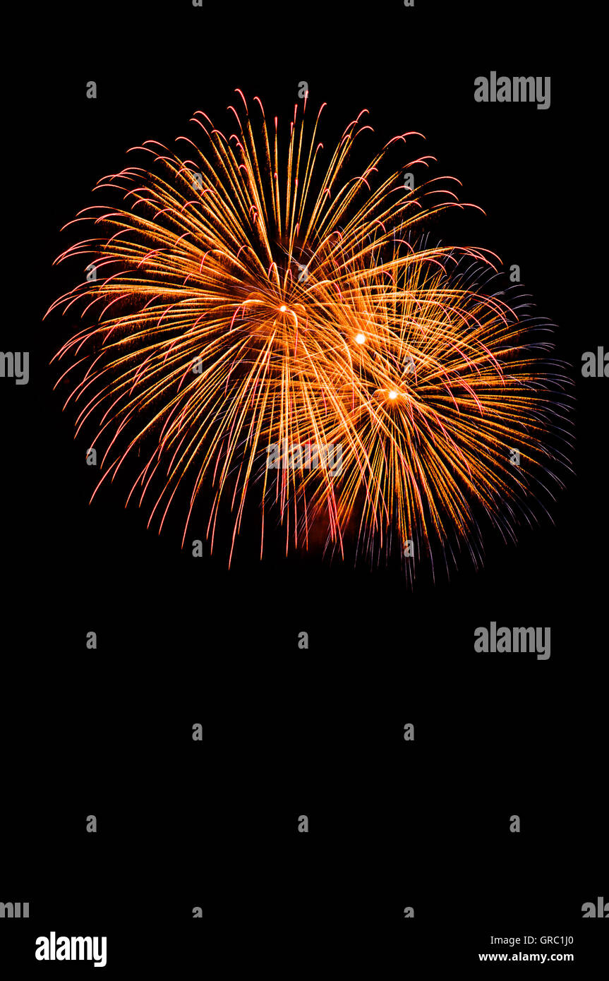 Fireworks On Black Background Stock Photo - Alamy
