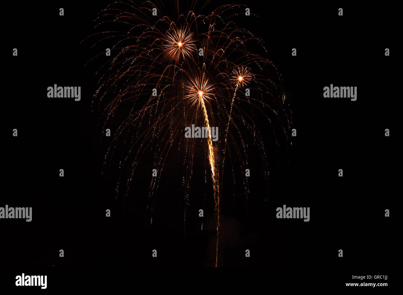 Fireworks On Black Background Stock Photo - Alamy