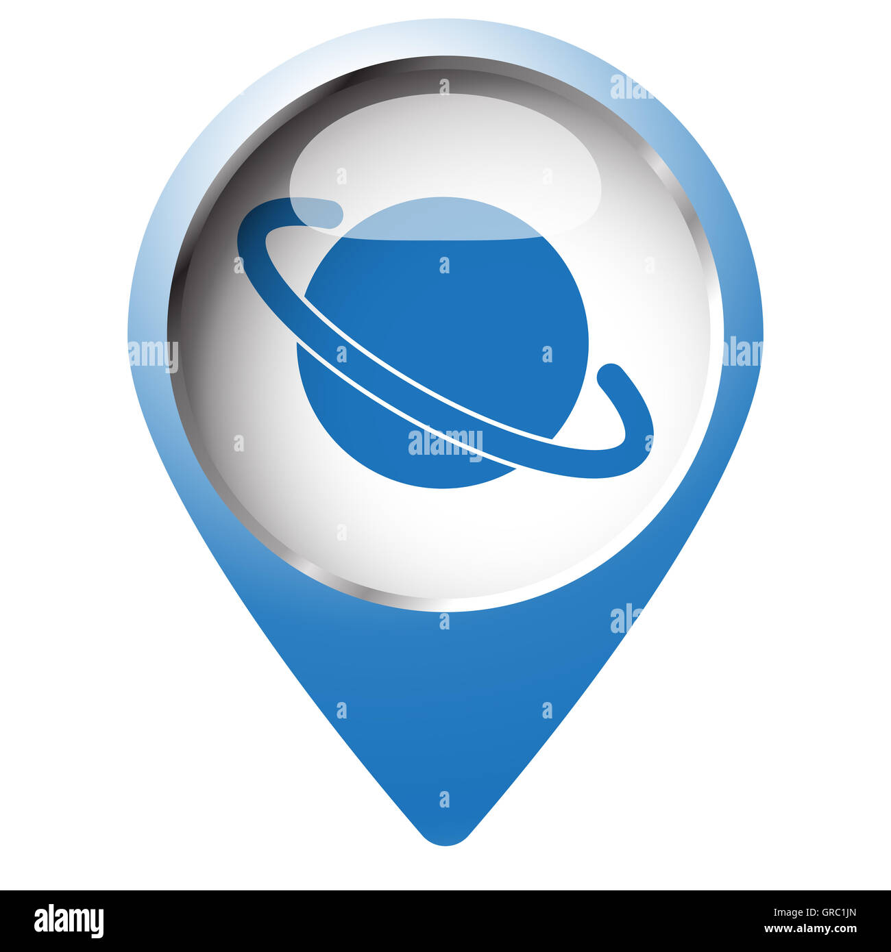 Map pin symbol with Jupiter Icon icon. Blue symbol on white background ...