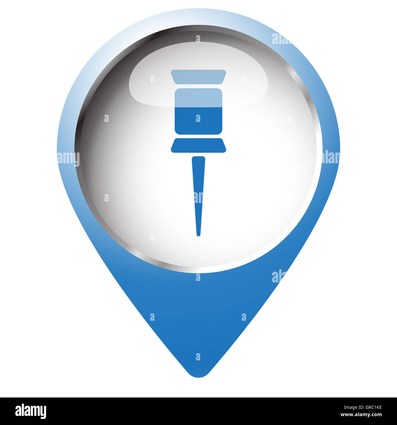 Map pin symbol with Pushpin icon. Blue symbol on white background Stock ...