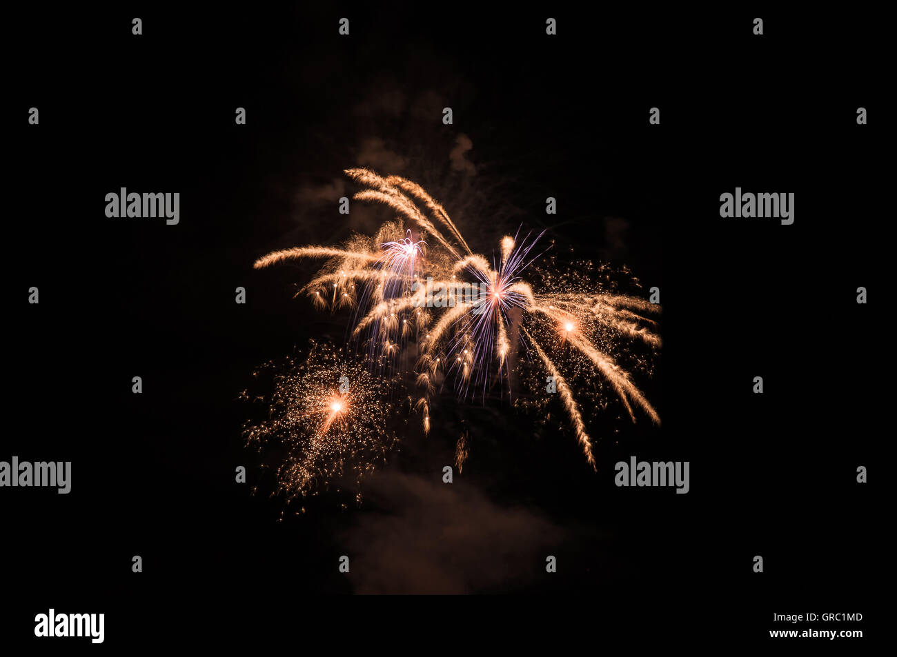 Fireworks On Black Background Stock Photo - Alamy