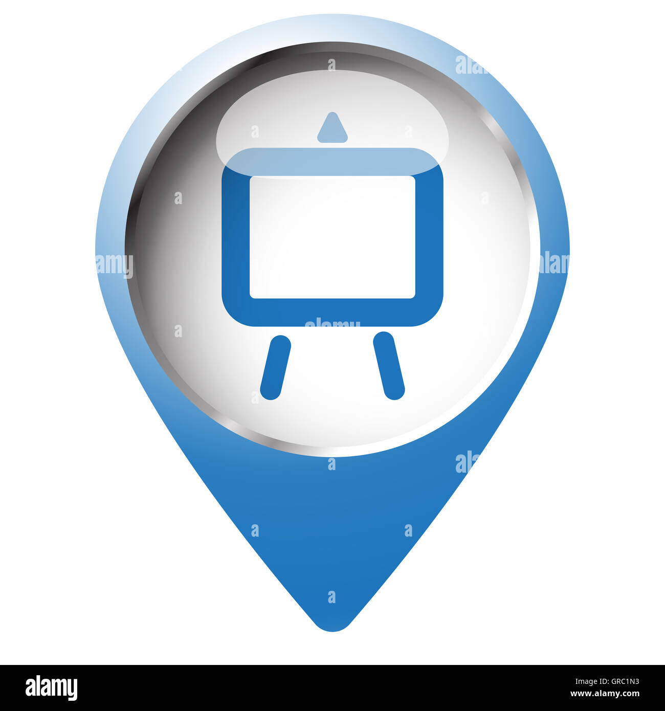 Map pin symbol with Easel icon. Blue symbol on white background Stock ...