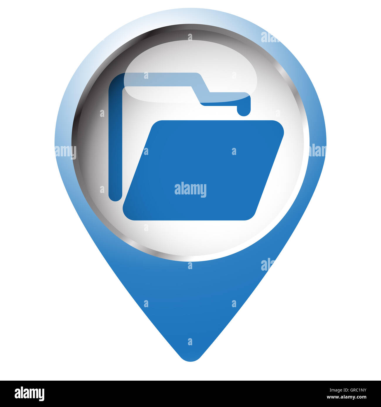 Map pin symbol with Folder icon. Blue symbol on white background Stock ...