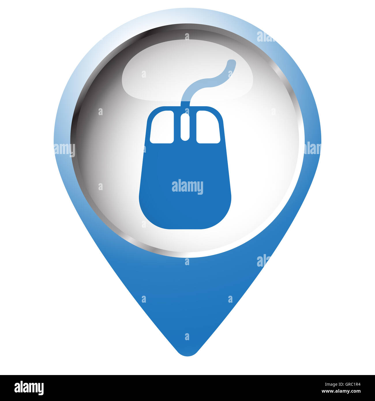 Map pin symbol with Mouse icon. Blue symbol on white background Stock ...