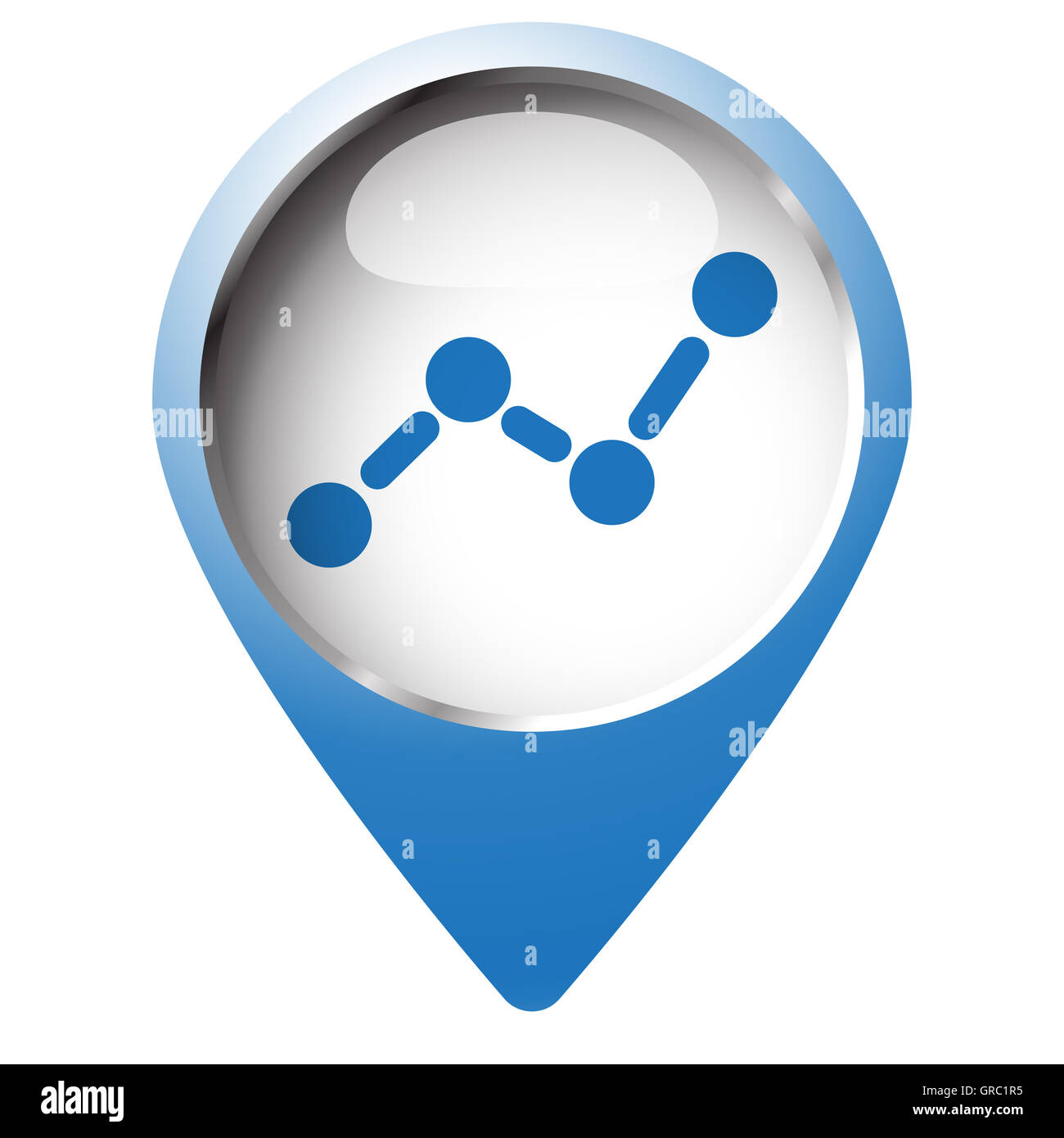 Map pin symbol with Graph icon. Blue symbol on white background Stock ...