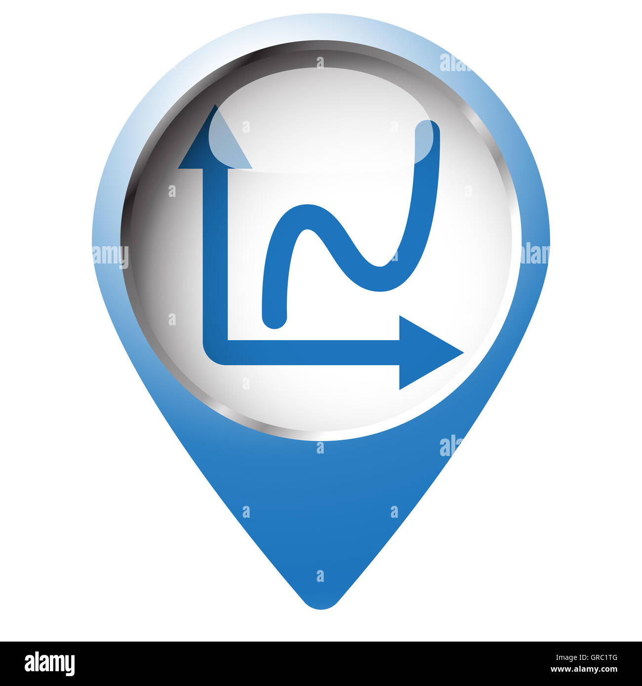 Map pin symbol with Graph icon. Blue symbol on white background Stock ...