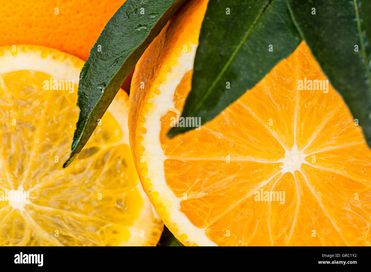 Closeup Cut Ornage With Leaves Stock Photo - Alamy