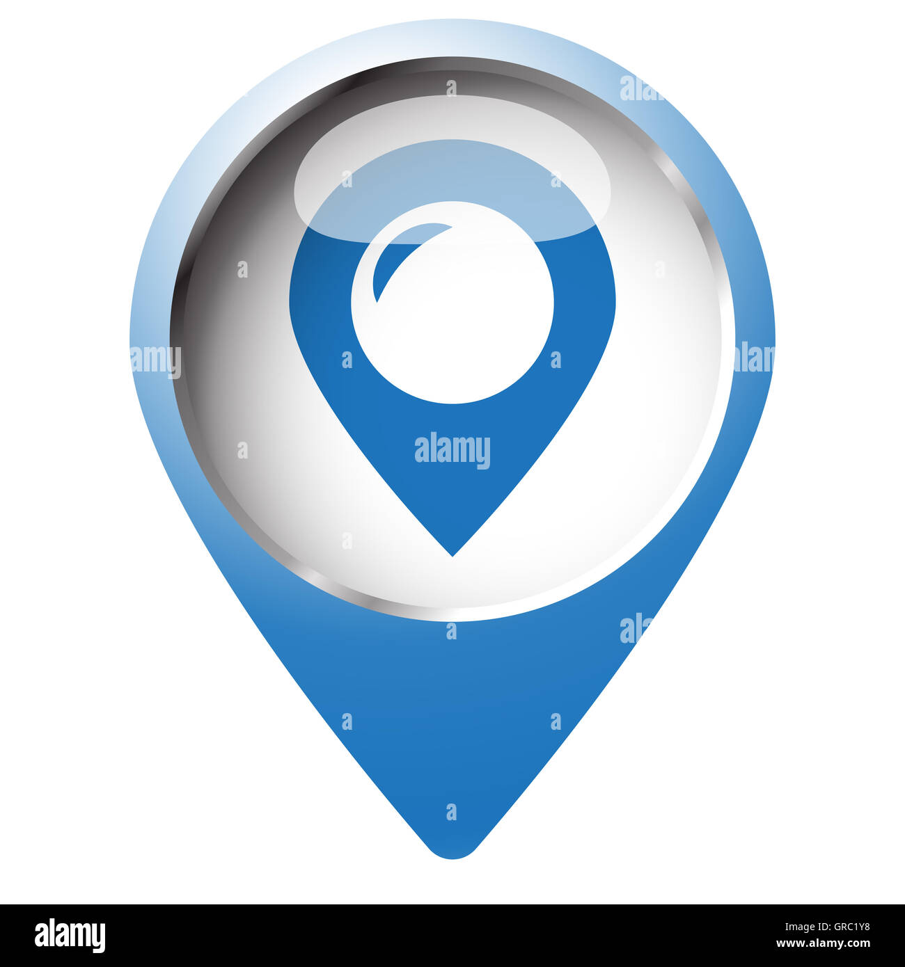 Map pin symbol with Place icon. Blue symbol on white background Stock ...